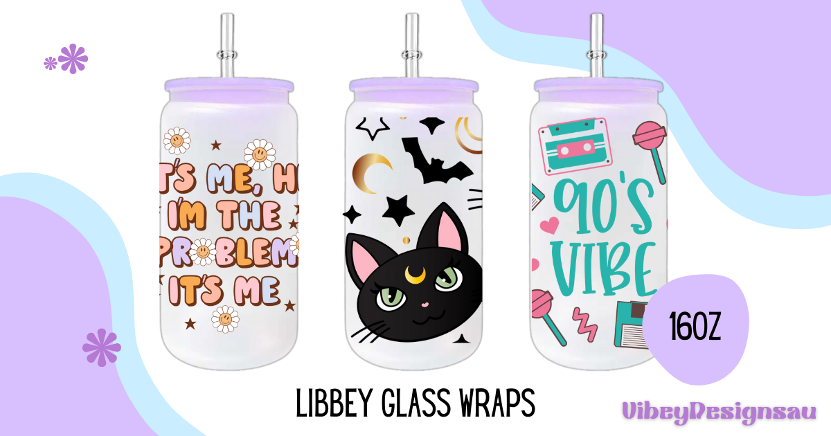 UV DTF Cup Wraps, Transfers & Craft Blanks – VibeyDesigns Au