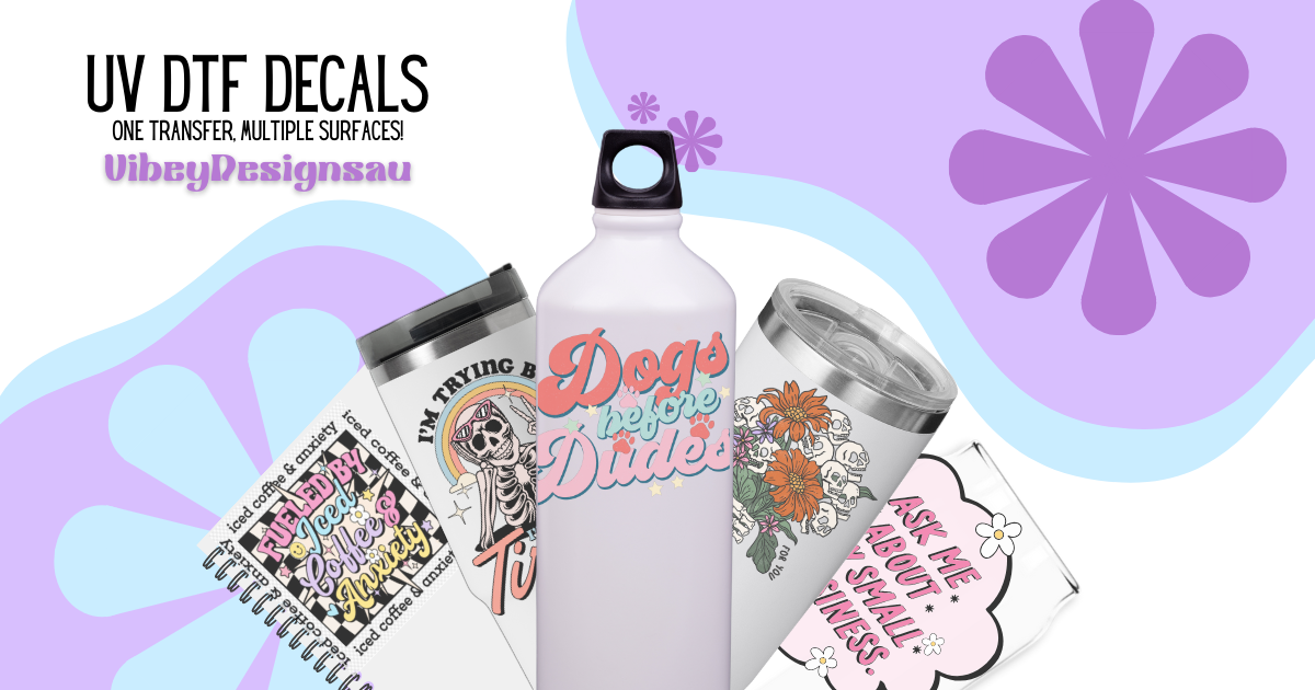 UV DTF Cup Wraps, Transfers & Craft Blanks – VibeyDesigns Au