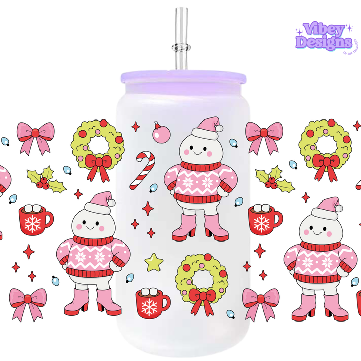 Uv Dtf Wrap For 16oz Libbey Glass - Festive Snowman – VibeyDesigns Au