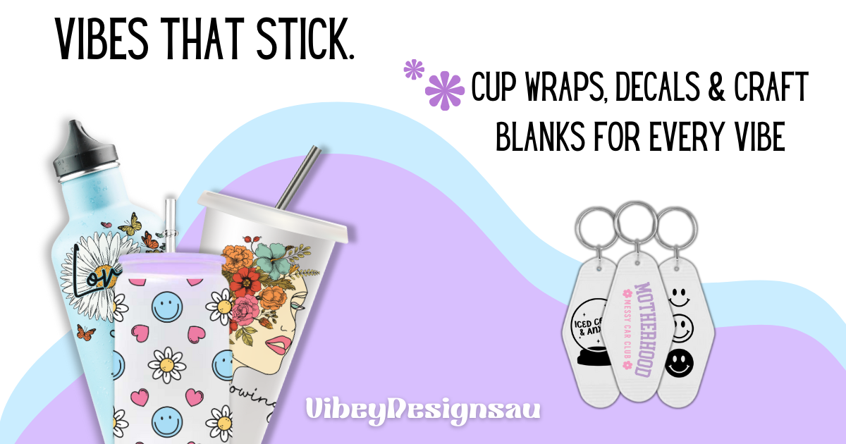 UV DTF Cup Wraps, Transfers & Craft Blanks – VibeyDesigns Au